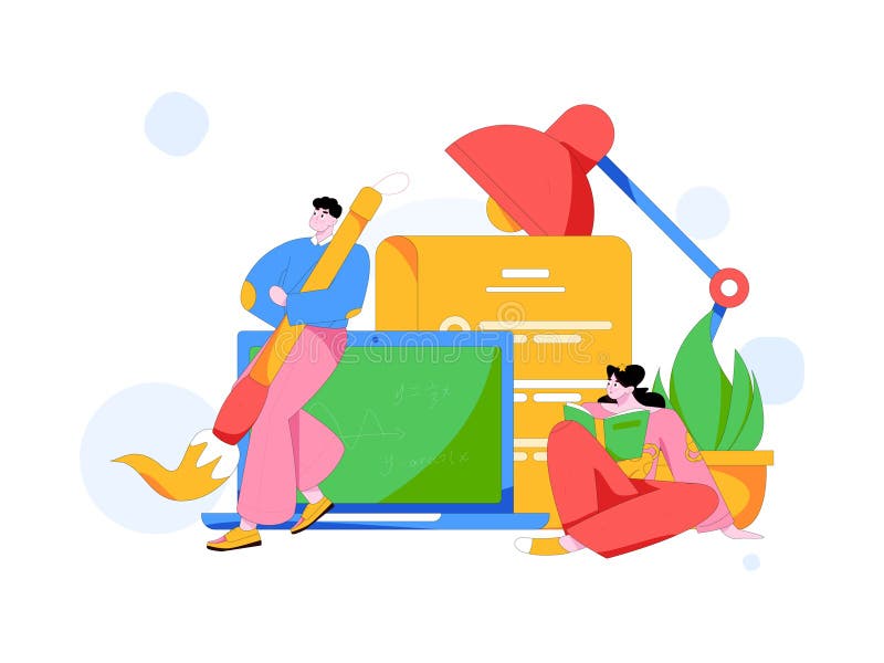 Education and Learning People Flat Vector Concept Hand Drawn ...