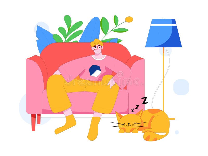 Home Indoor Character Scene Flat Vector Concept Operation Hand Drawn ...