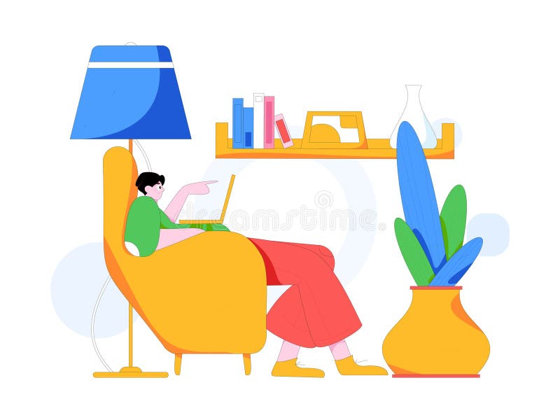 Home Indoor Character Scene Flat Vector Concept Operation Hand Drawn ...
