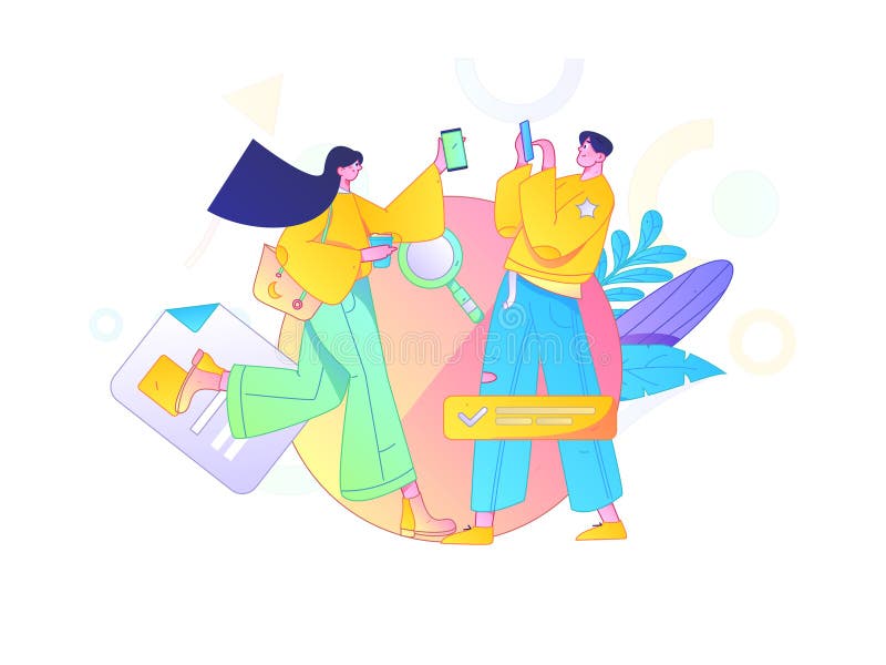 Flat Vector Illustration of Business People Operating Work Scene Stock ...