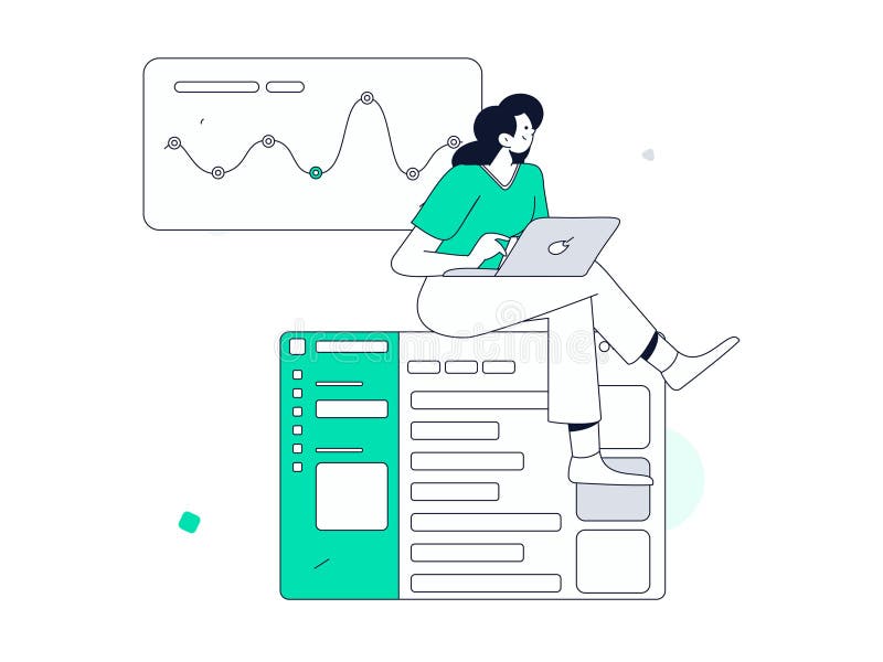 Flat Vector Illustration of Business People Operating Work Scene Stock ...