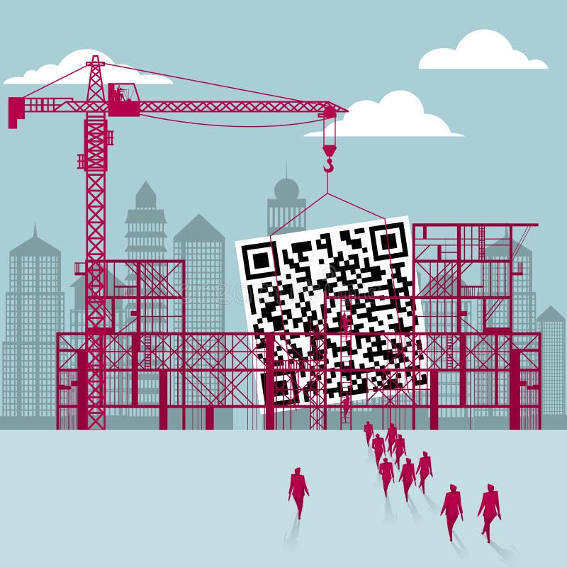 QR Code is Under Construction. Stock Vector - Illustration of climb ...
