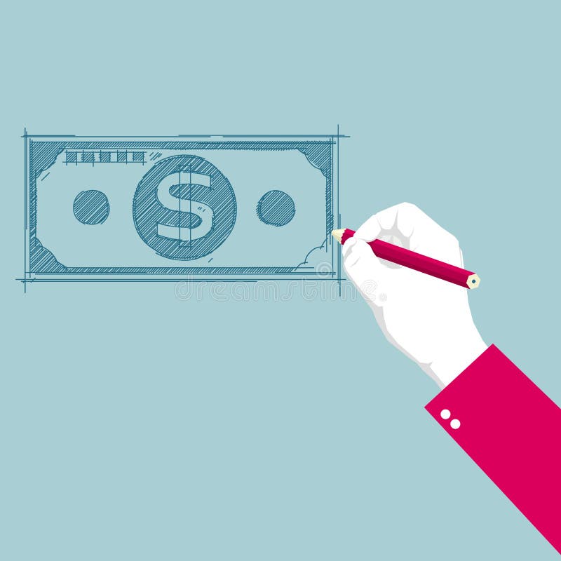 Drawing Dollar Banknotes Using a Pencil. Stock Vector - Illustration of ...