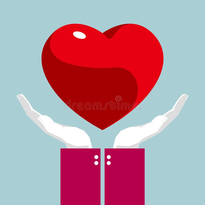 Carry a Heart Symbol in Both Hands. Stock Vector - Illustration of ...