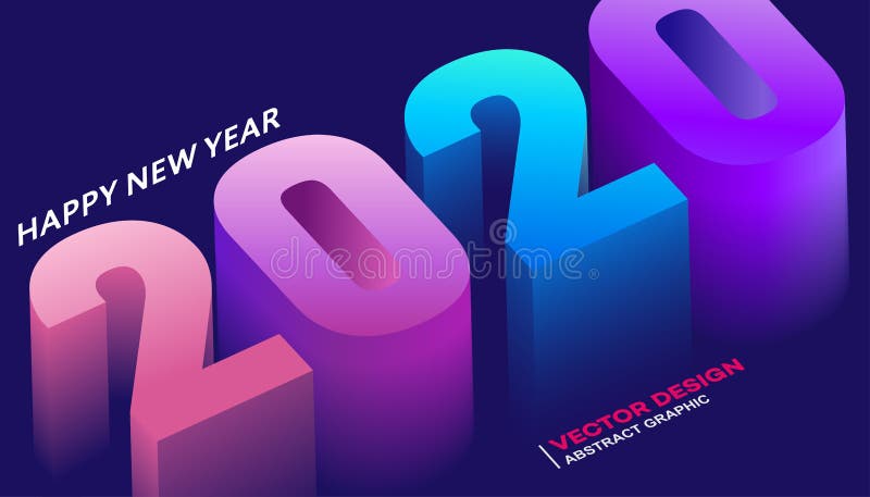 2020 Font Design. Happy New Year Banner with Colorful 2020 Numbers on ...
