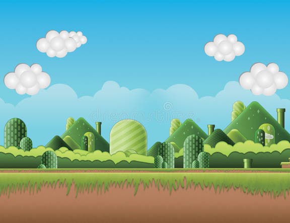 Mountains and Trees and Grass, Super Mario Background Stock ...