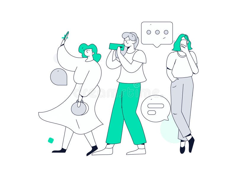 Virtual Characters Social Communication Concept Business Flat Vector ...