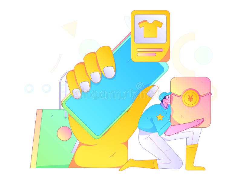 People Using E-commerce Shopping Vector Scene Illustration Stock Vector ...