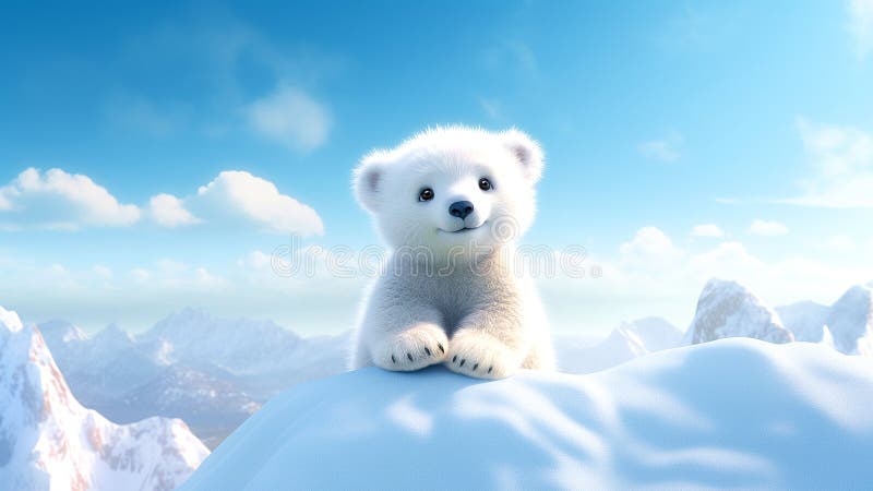 White Baby Bear on Snow Mountain 库存照片 - 图片 包括有 逗人喜爱, 敌意: 292231368