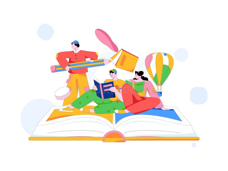 Education and Learning People Flat Vector Concept Hand Drawn ...