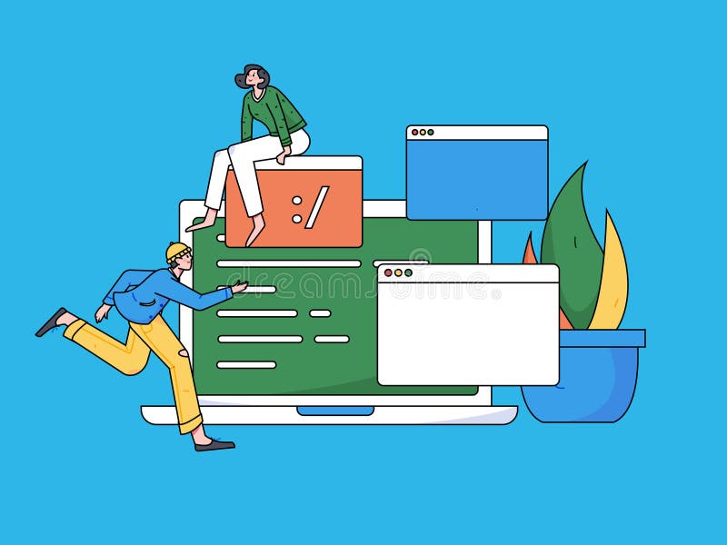 Programming Teaching Development Flat Character Vector Concept ...