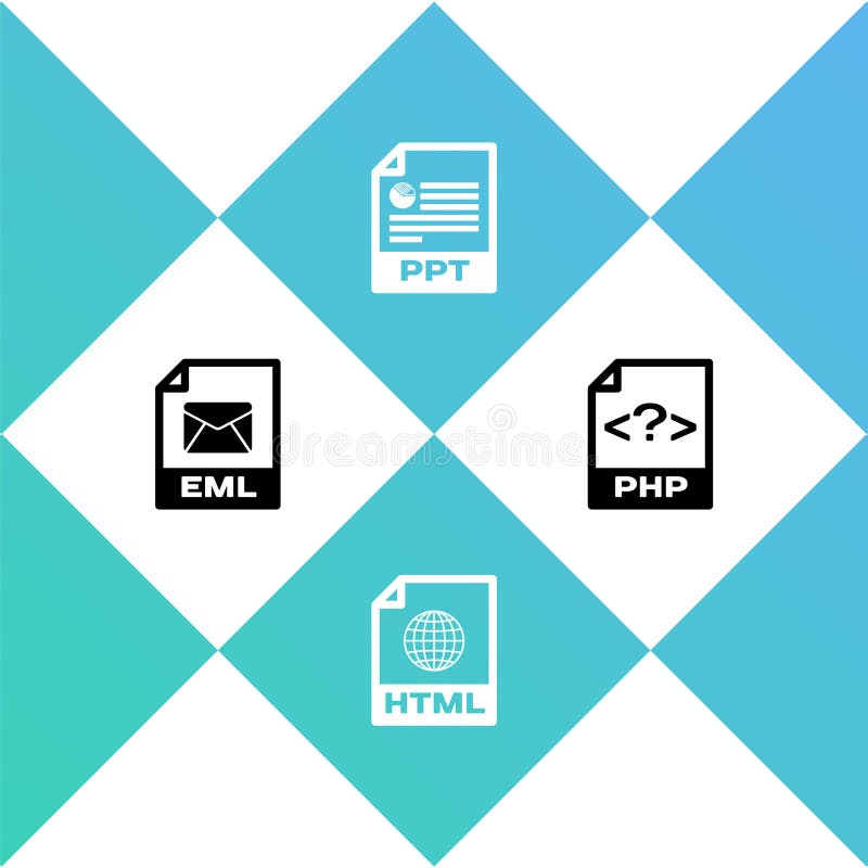 设置eml文件文档html Ppt和php图标. 矢量 库存例证 - 插画 包括有 例证, 标签: 261399999