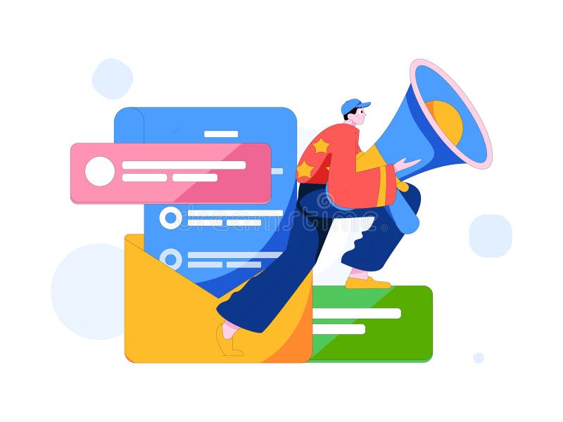 Notification Announcement Vector Creative Flat Hand Drawn Illustration ...