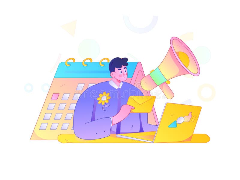 Notification Announcement Vector Creative Flat Hand Drawn Illustration ...