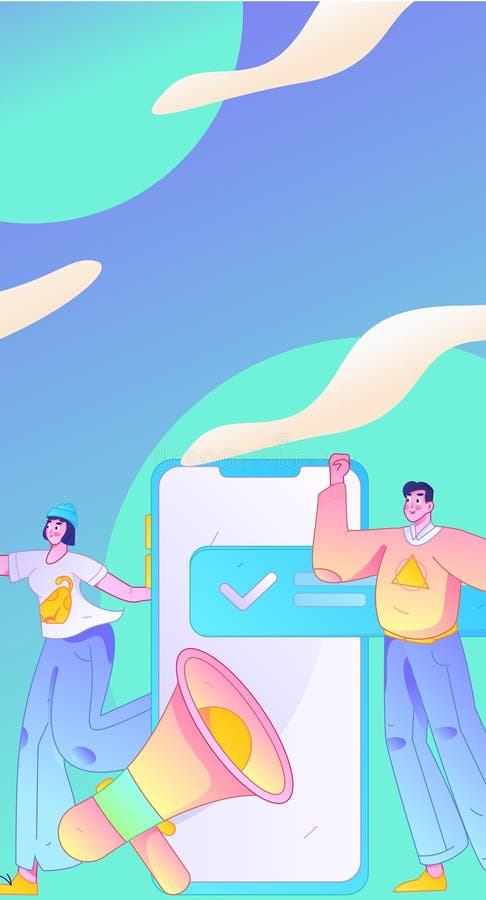 Notification Announcement Vector Creative Flat Hand Drawn Illustration ...