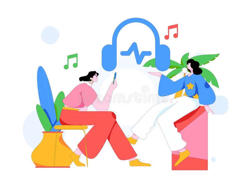 Music Characters Scene Flat Vector Concept Operation Illustration Stock ...
