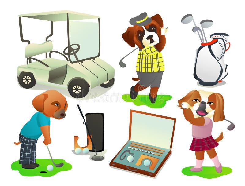 狗打高尔夫球 库存例证. 插画 包括有 使用, 字符, 体育运动, 摇摆, 设计, 宠物, 高尔夫球, 绿色 - 12736544