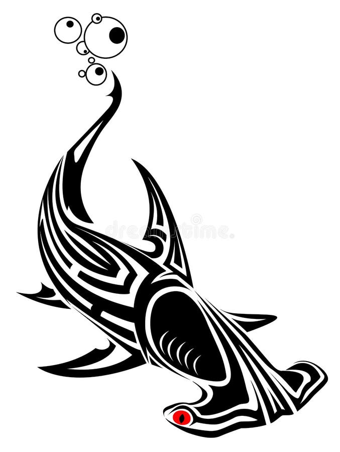 鱼锤子tatoo 向量例证. 插画 包括有 深度, 空白, 海洋, 锋利, 投反对票, 食肉动物, 妖怪 - 15358681