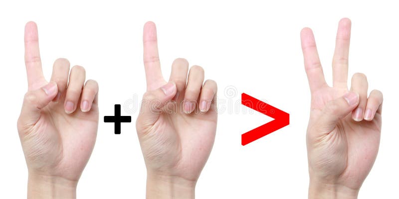1+1ï¼ž2 One Plus One More Than Two Stock Image - Image of equal, nails ...