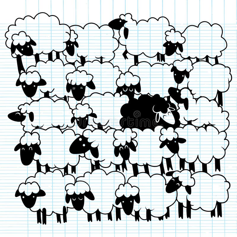  vector of a Black Sheep Amongst White Sheep ,Single Black she Stock ...  vector of a Black Sheep Amongst White Sheep ,Single Black she Stock ...