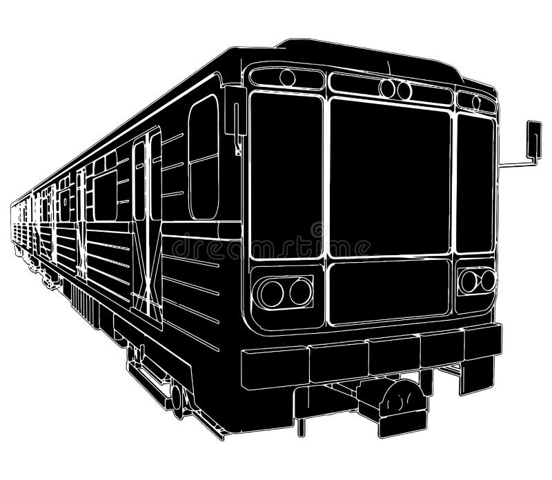 Metro Pociąg Cienka Linia Ikona Transportu Kolejowego Symbol Wektora ...