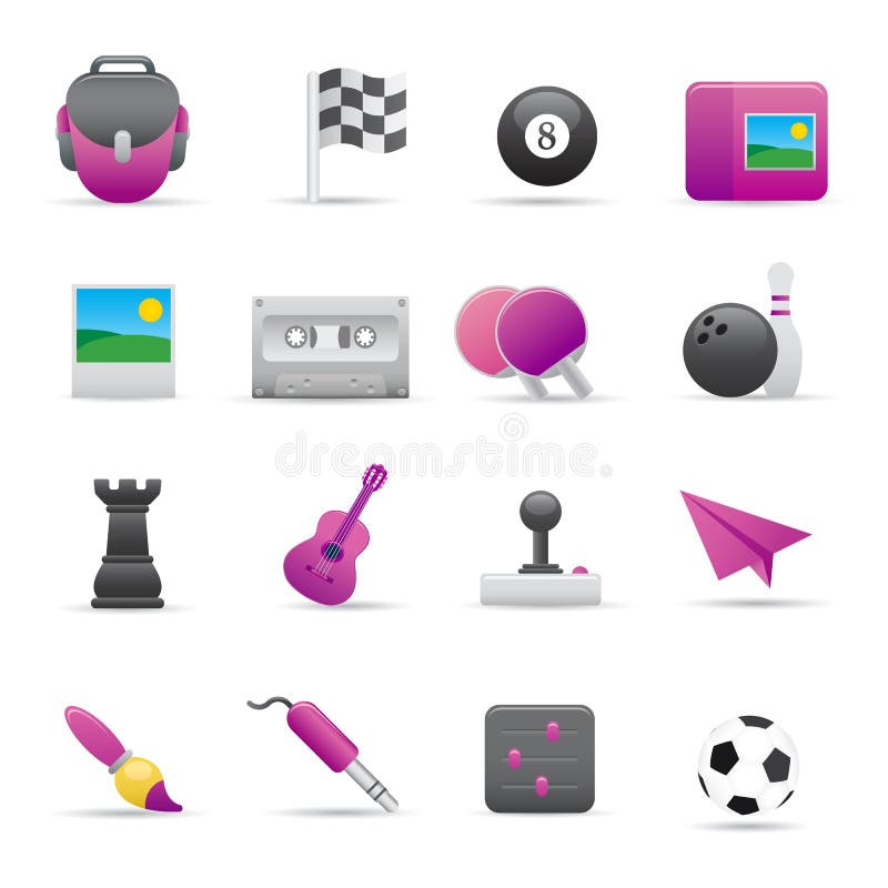 02 Purple Entertainment Icons Stock Vector - Illustration of rook, ping ...