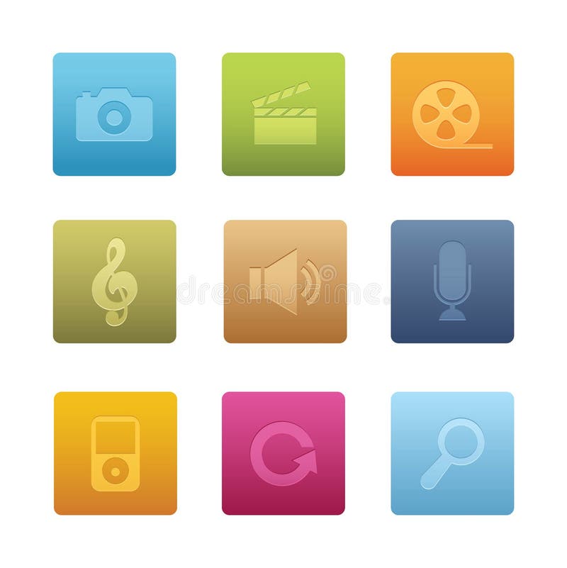 Square Social Media Icons | 01 Stock Vector - Illustration of symbol ...