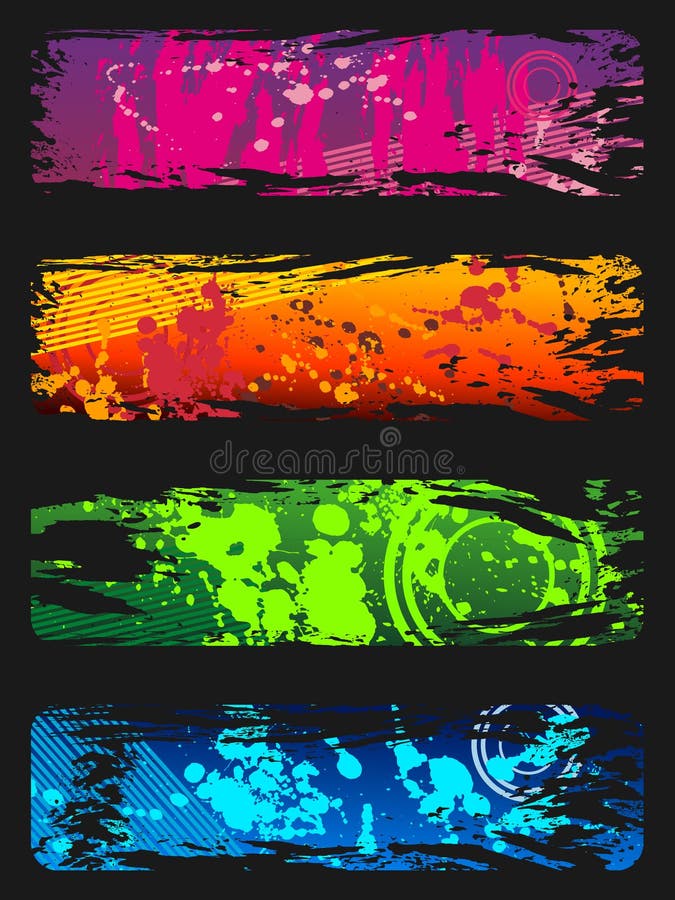 Urban Style Grunge Banners with Rainbow Colours Stock Vector ...