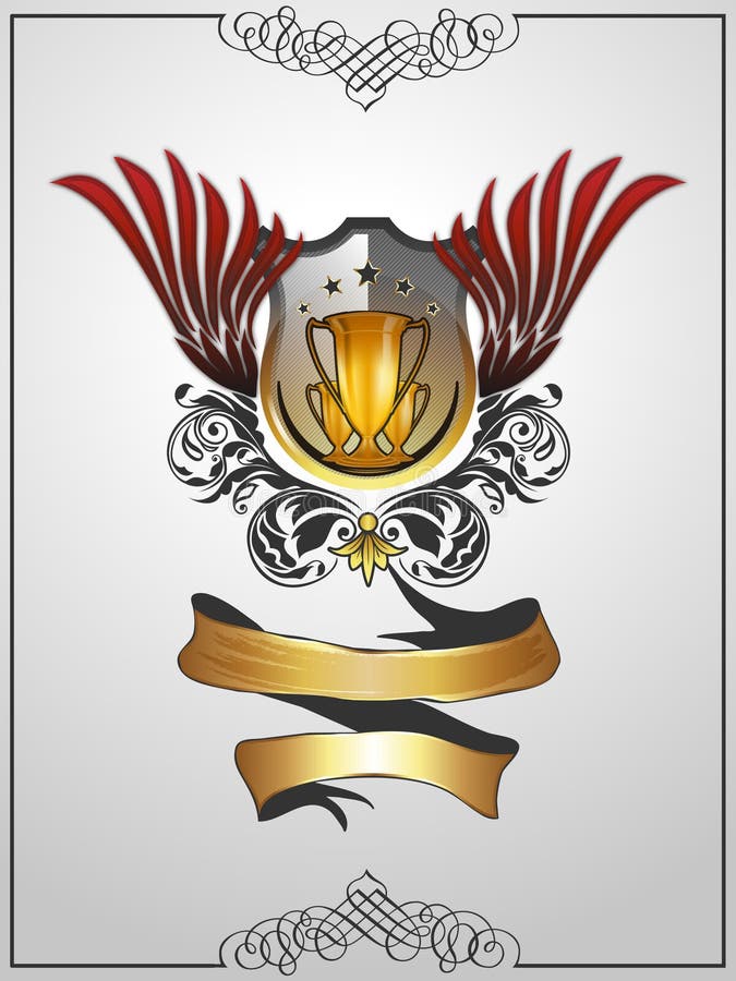 Heraldic golden shield stock vector. Illustration of eagle - 13298647