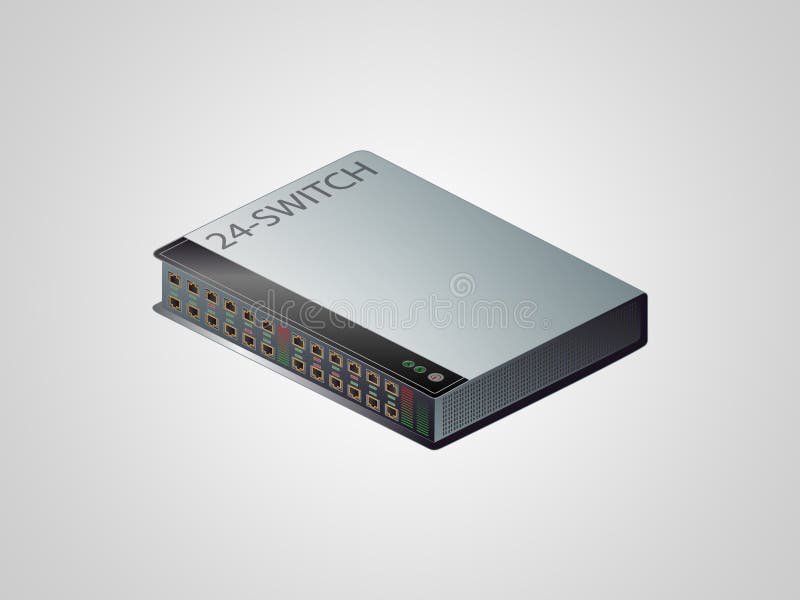 Isometric Switch 24 Ports with 2 Uplink Ports Vector Illustration Stock ...