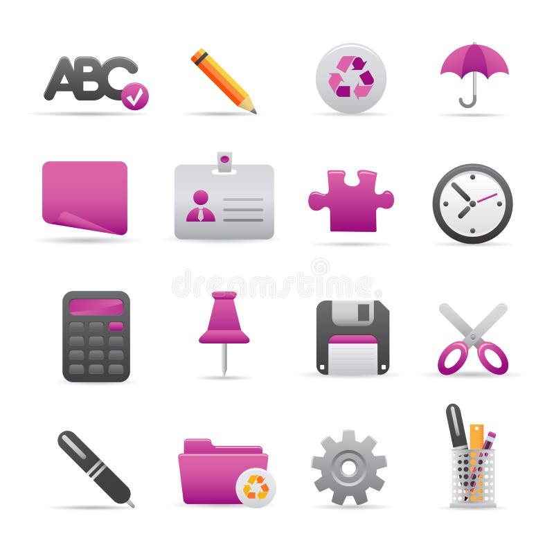 Office Icons Set | Red Serie 02 Stock Vector - Illustration of symbol ...