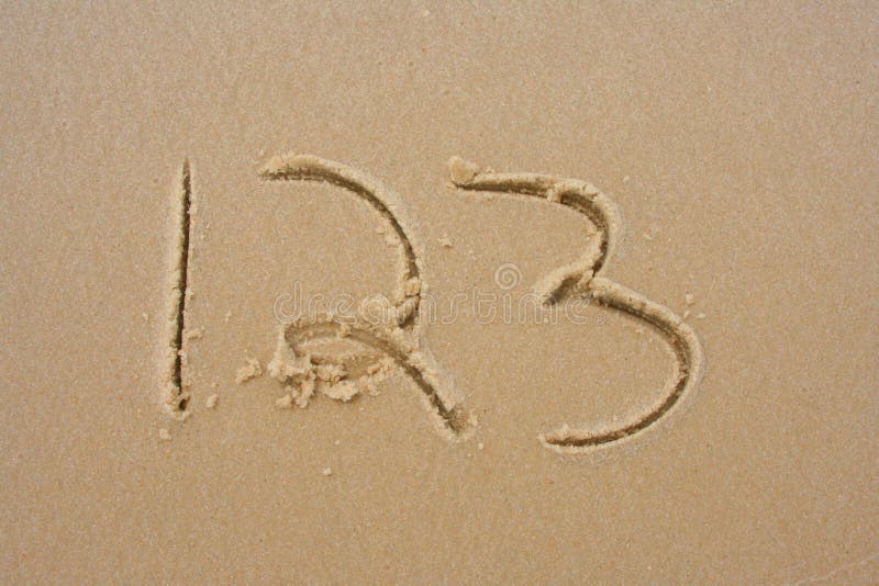 1,2,3, in the sand stock image. Image of words, beach, sand - 993429