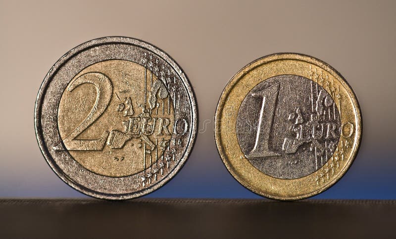 1 and 2 Euro Coins stock photo. Image of coin, number - 13199716