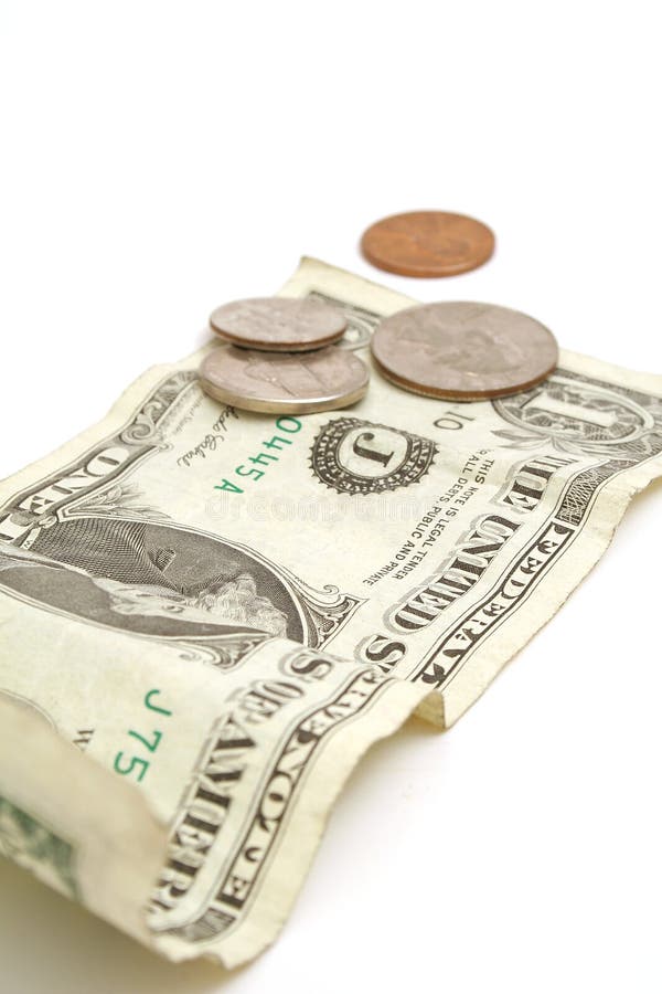 $1 Bill & Change Vertical Picture. Image: 1930253