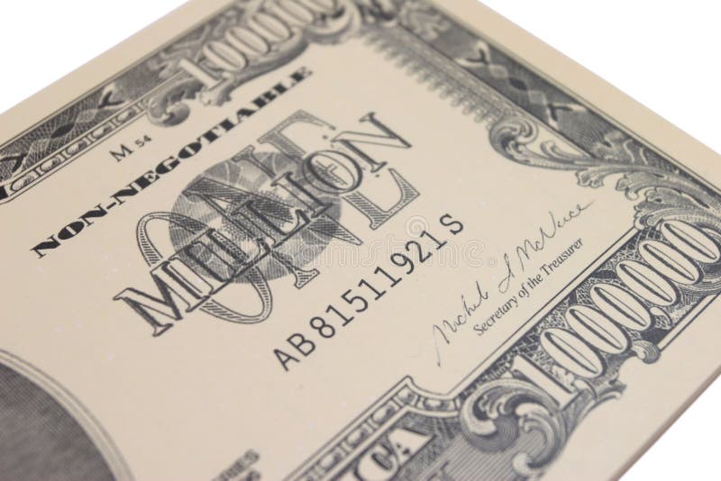 1 Het Bankbiljet Van Het Miljoen Dollar Stock Afbeelding - Image of ...
