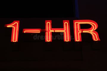1-hour sign neon lights stock photo. Image of shop, life - 1357010