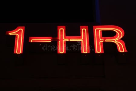 1-hour sign neon lights stock photo. Image of shop, life - 1357010