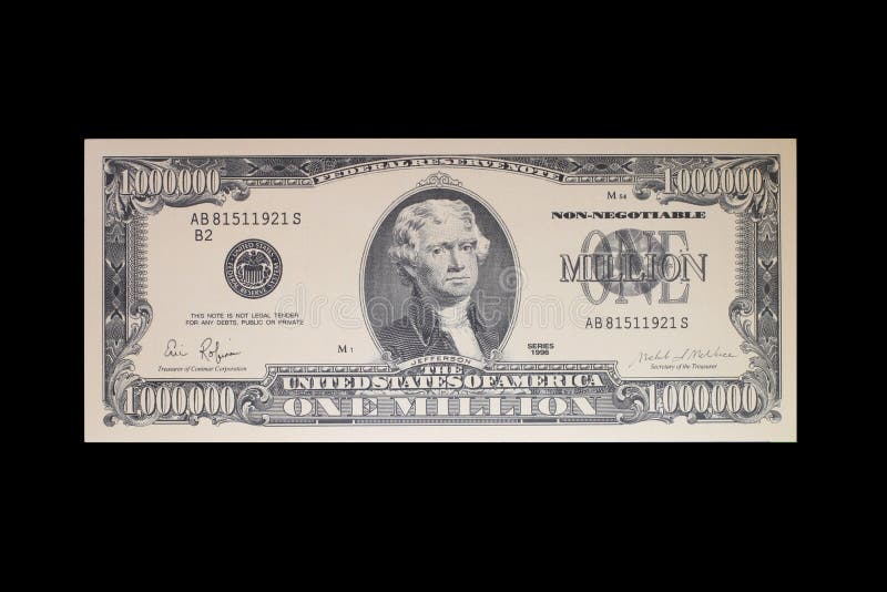 1 Million Dollar Bank Note stock photo. Image of dollar - 2849324