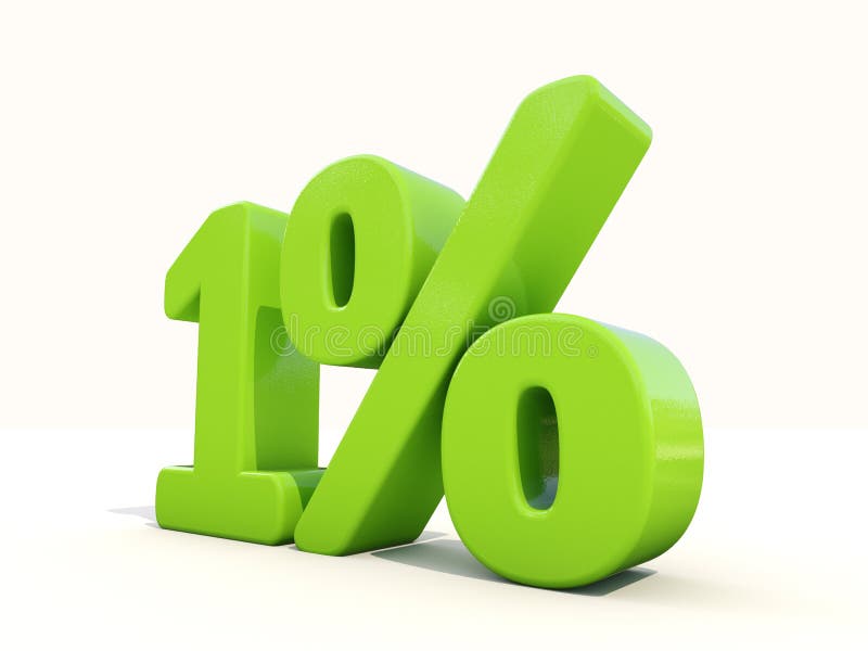 1 Percentage Rate Icon on a White Background Stock Image - Image of ...