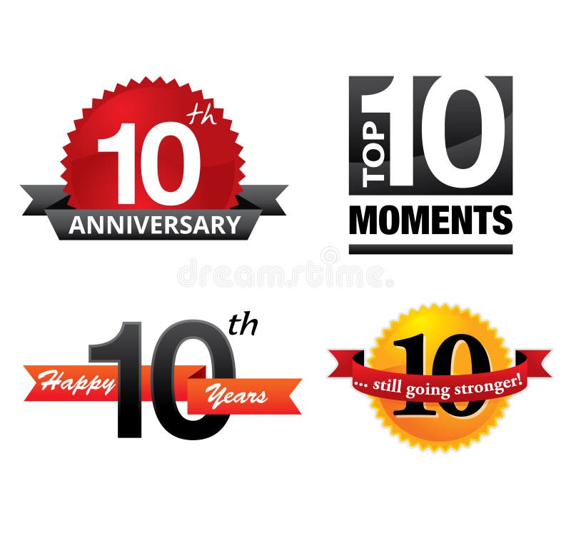 10mo Diseño De La Ilustración Del Sello Del Aniversario Ilustración del ...