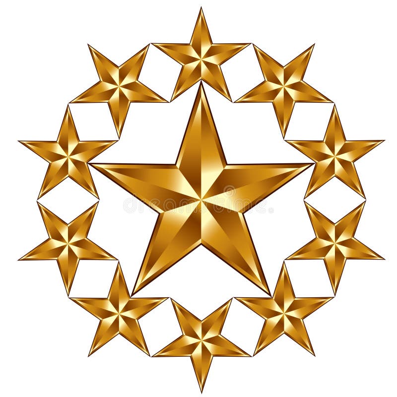 10 Golden Stars Composition. Stock Vector - Illustration of label ...