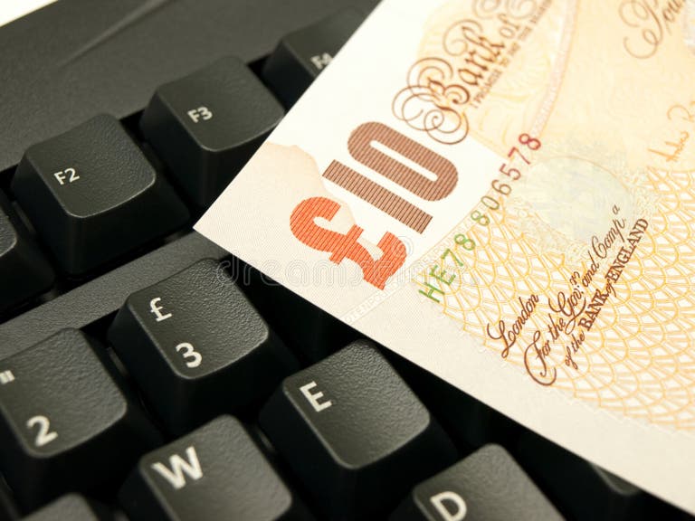 10 Pound Note on a Keyboard Editorial Stock Photo - Image of close ...
