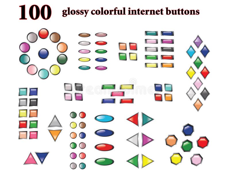 100 Colorful Vector Buttons Stock Vector - Illustration of badge, green ...