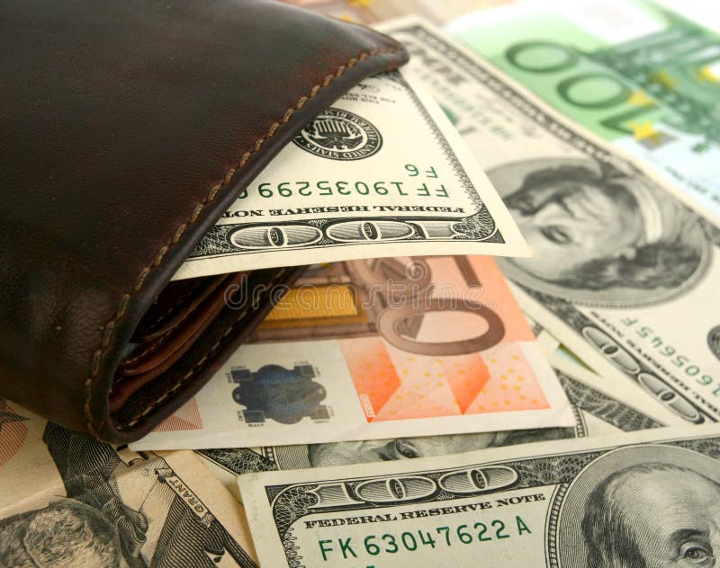 Brown Purse with Different Coins Stock Image - Image of shopping, coin ...