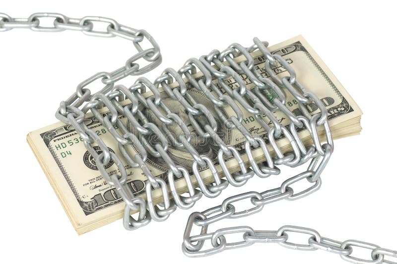 100 Dollar Bills Wrapped Metal Chain Stock Photo - Image of chain, safe ...