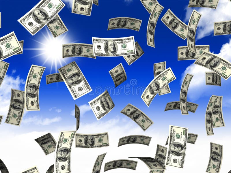 100 dollar bill shower stock illustration. Illustration of blue - 8193403