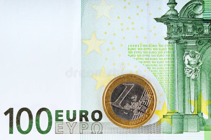 100 euro- e 1 euro foto de stock. Imagem de comércio - 13453538