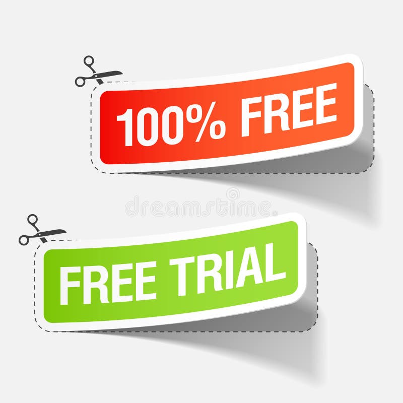100 Free and Free Trial Labels Stock Vector - Illustration of offer ...