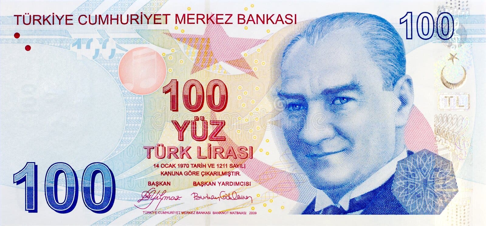 100 Lira Banknote Back. Turkish Money Stock Photo - Image of culture ...