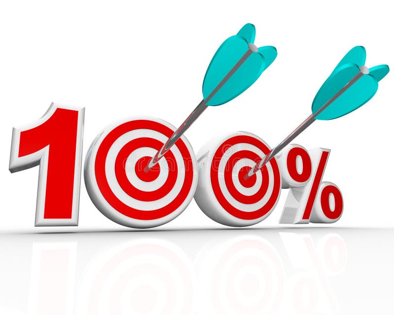 100 Percent Arrows in Targets Perfect Score Stock Illustration ...